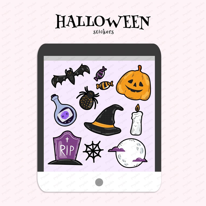 Cute Halloween Digital Stickers PNG Printable Halloween Stickers ...
