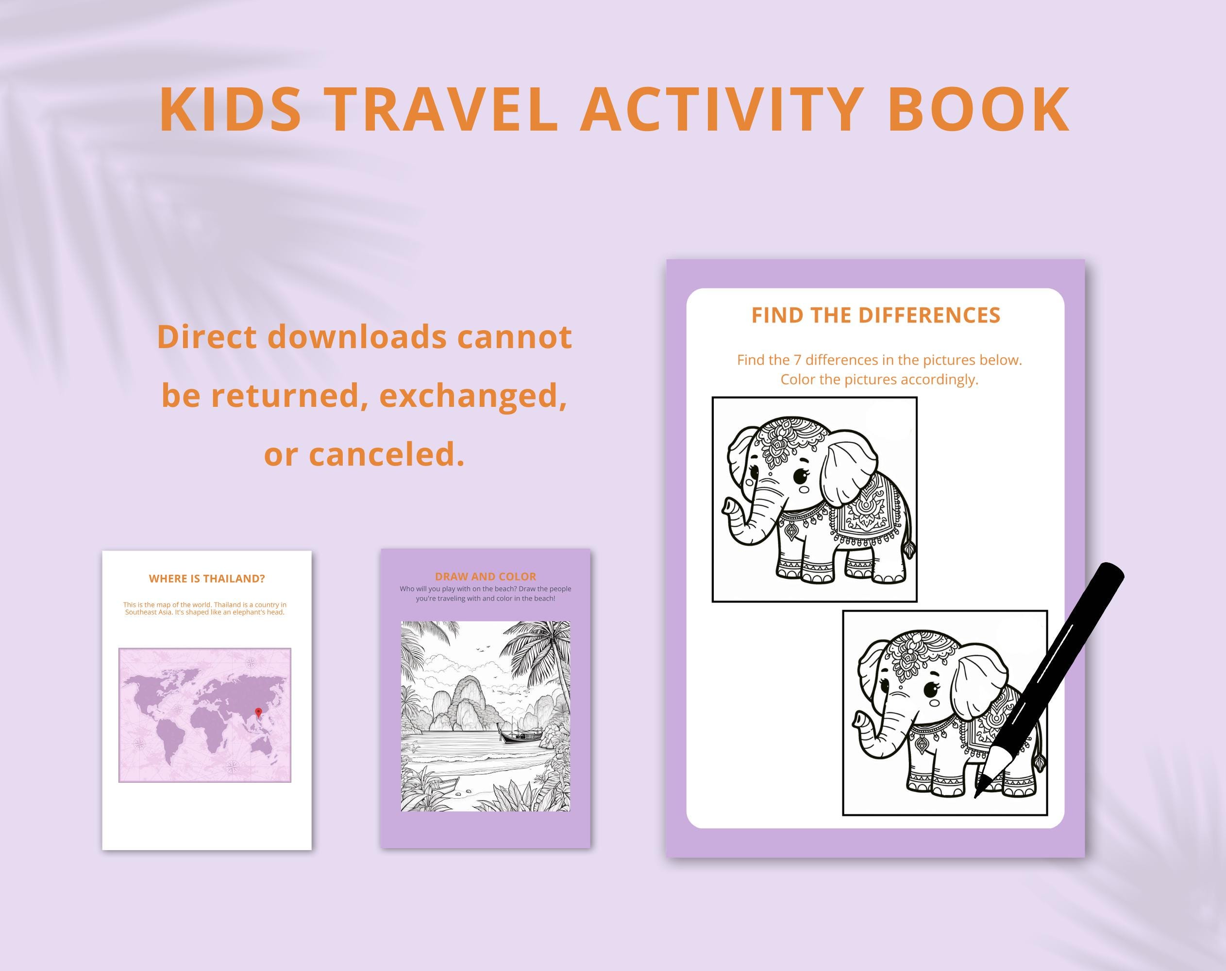 Travel Activity Pack for Kids Thailand Themed Activity Book Family ...