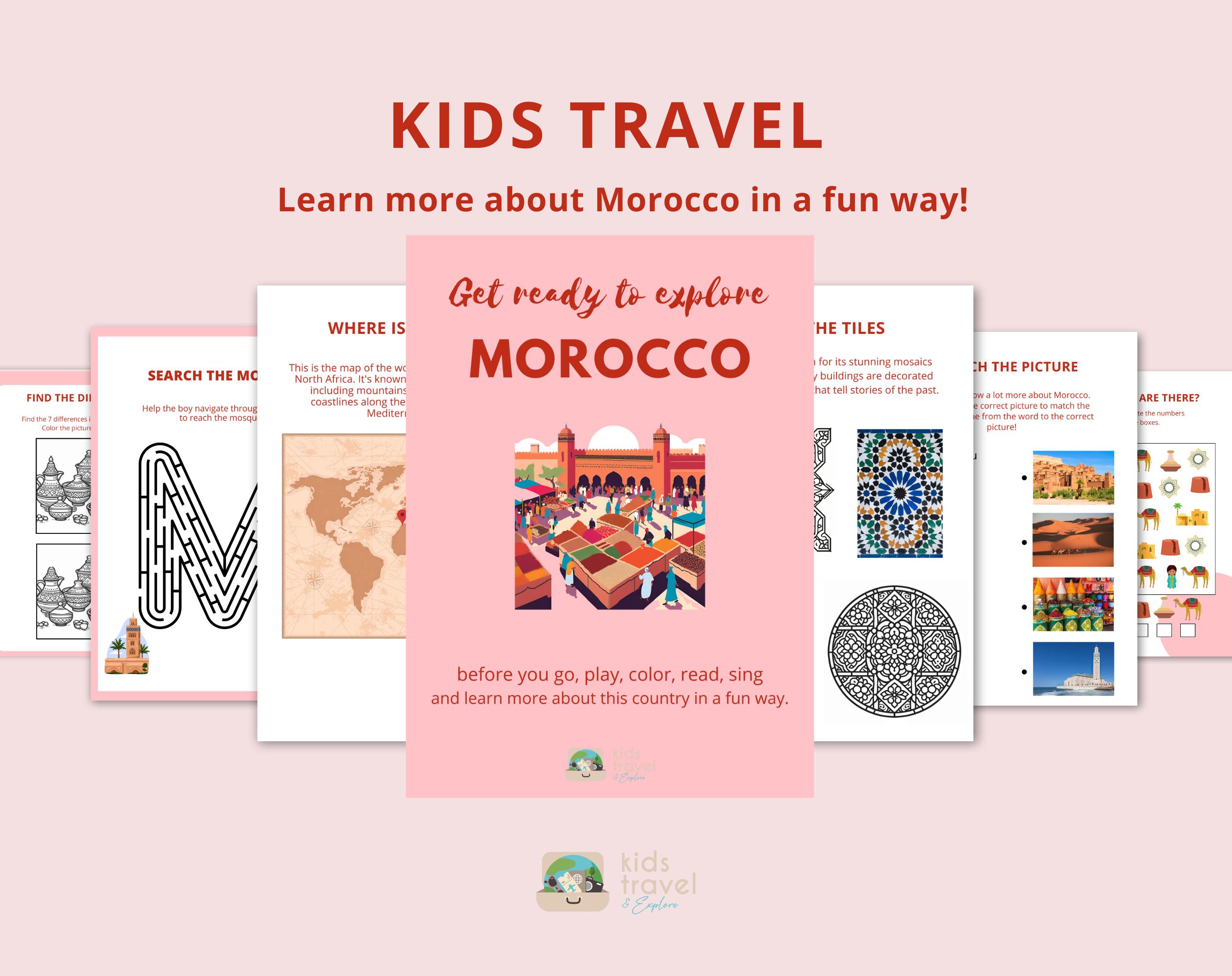 Morocco Kids Travel Activity Book | Learning Games (digital Download ...