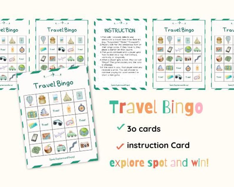 Travel Bingo for Kids and Family | Travel Activities | Summer Bingo ...