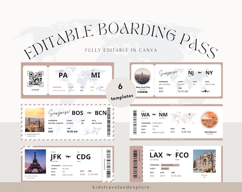 Editable Boarding Pass Template | Canva Template | Boarding Pass ...