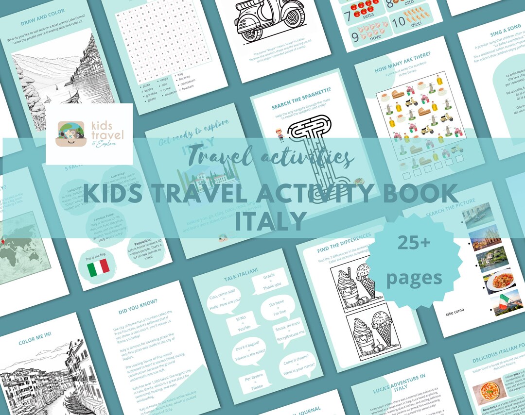Kids Travel Activity Book | Italy Themed Travel Book | Travel ...
