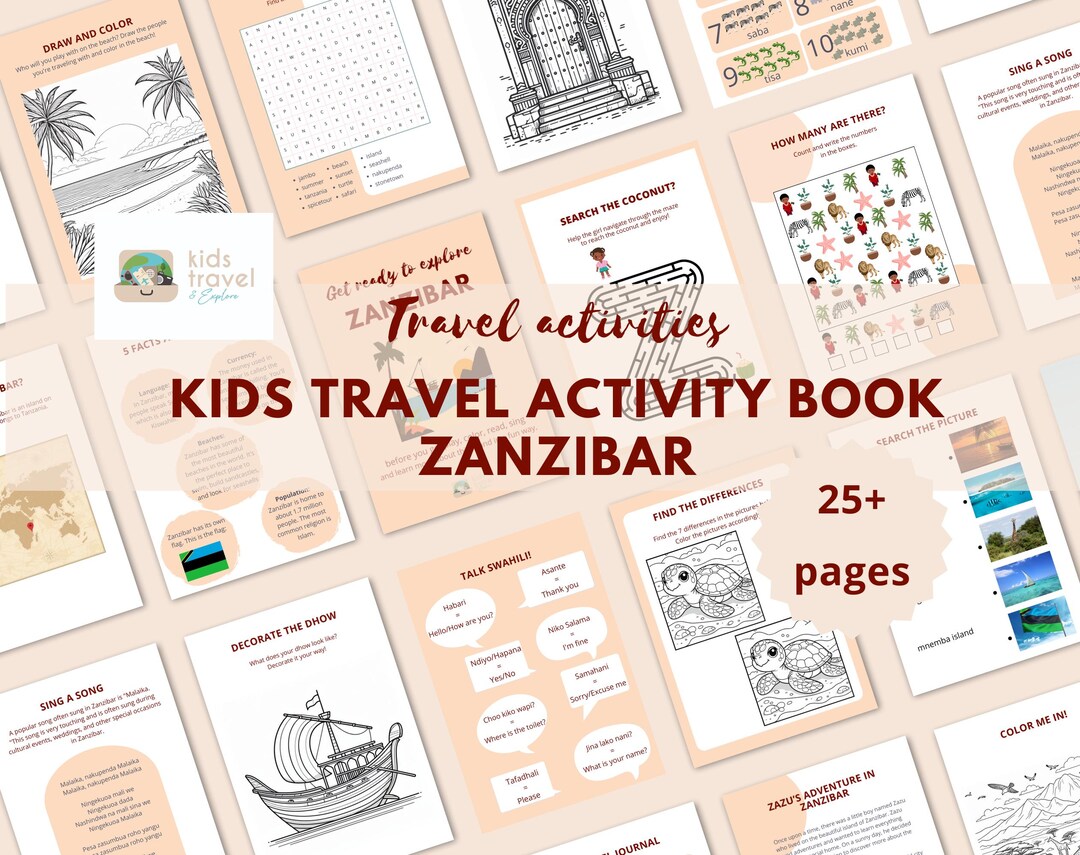 Zanzibar Travel Activity Book for Kids | Fun Educational Games ...