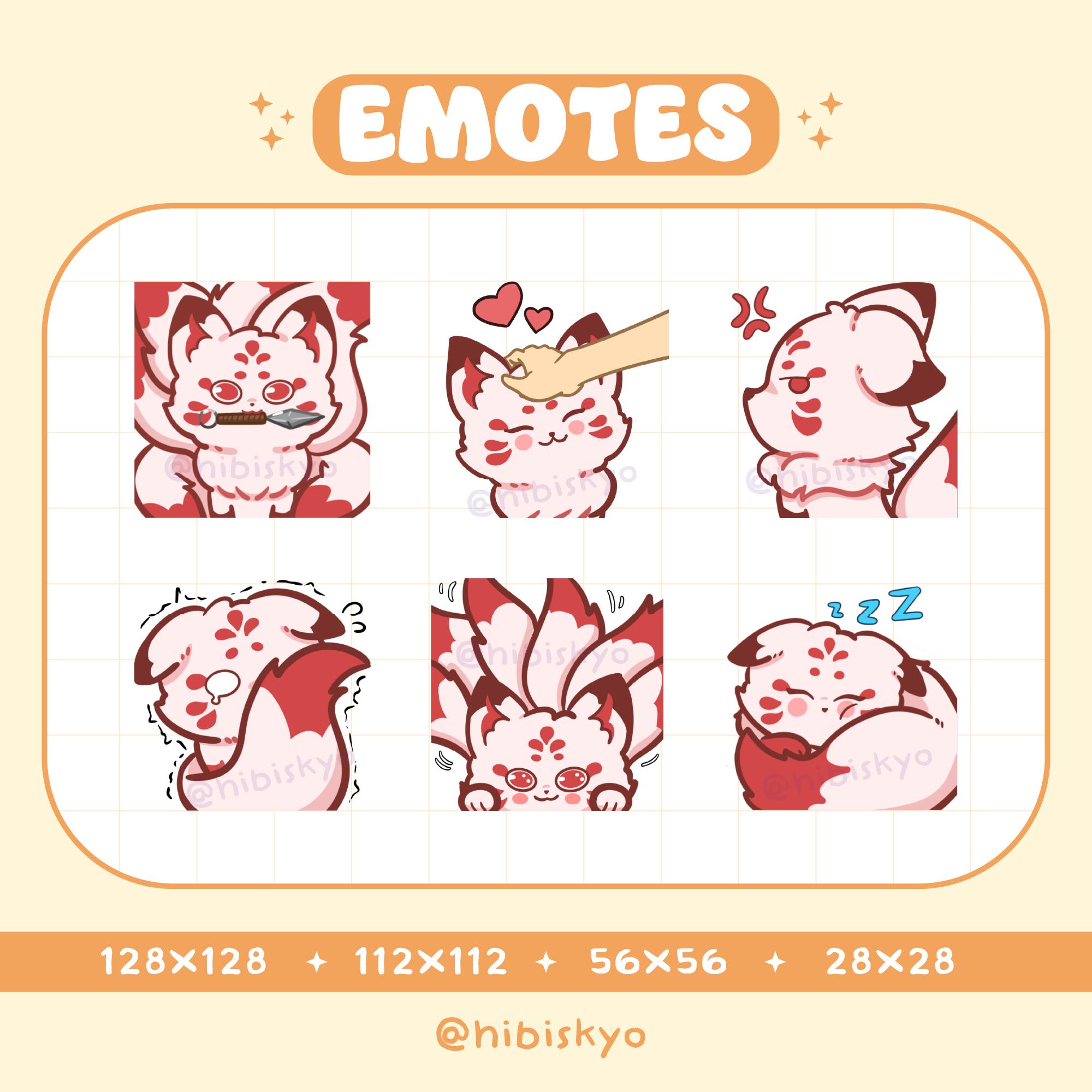 Kitsune Emotes Set for Twitch and Discord / Fox Emote / Chibi Emotes ...