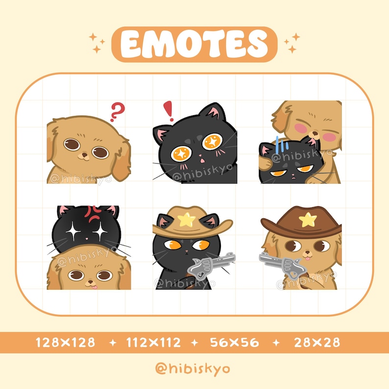 Black Cat & Golden Retriever Emotes Set for Twitch and Discord / Cat ...