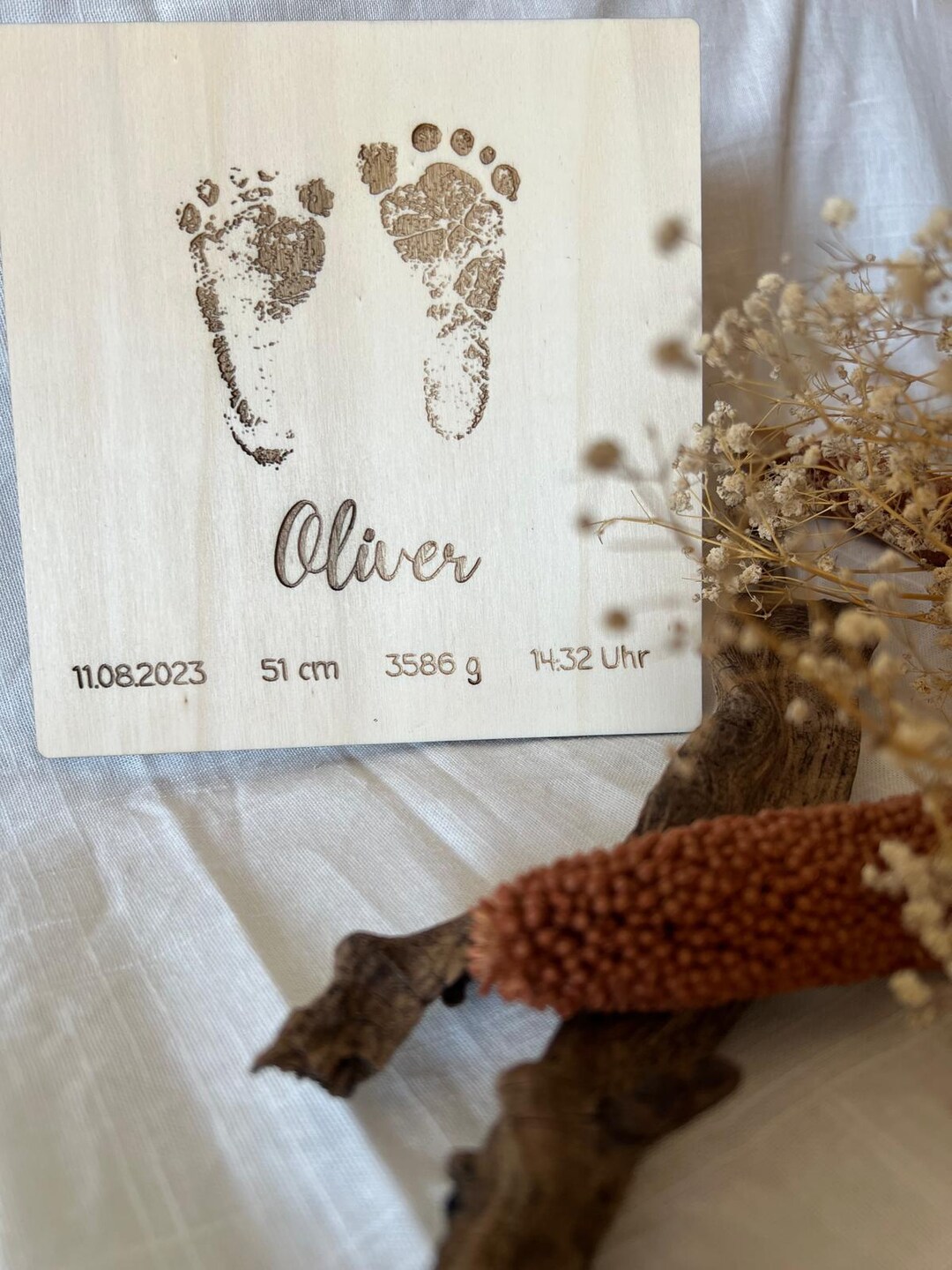 Personalized Birth Memory With Footprint Birth Gift Baby Personalized ...