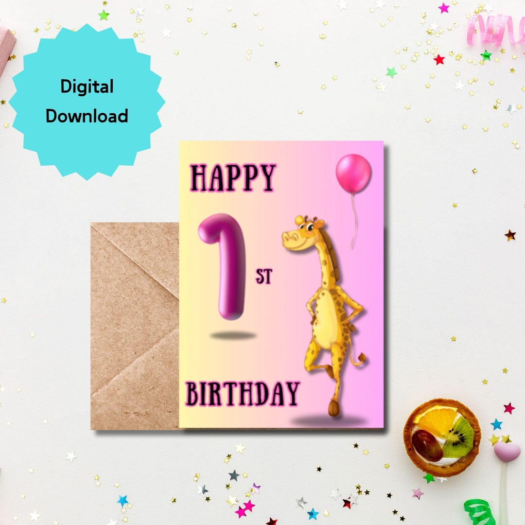1st Birthday Card - Birthday Card Instant Download | Printable Birthday ...