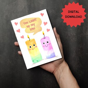 You Light up My Life Valentines Day Card - Valentines Instant Download ...