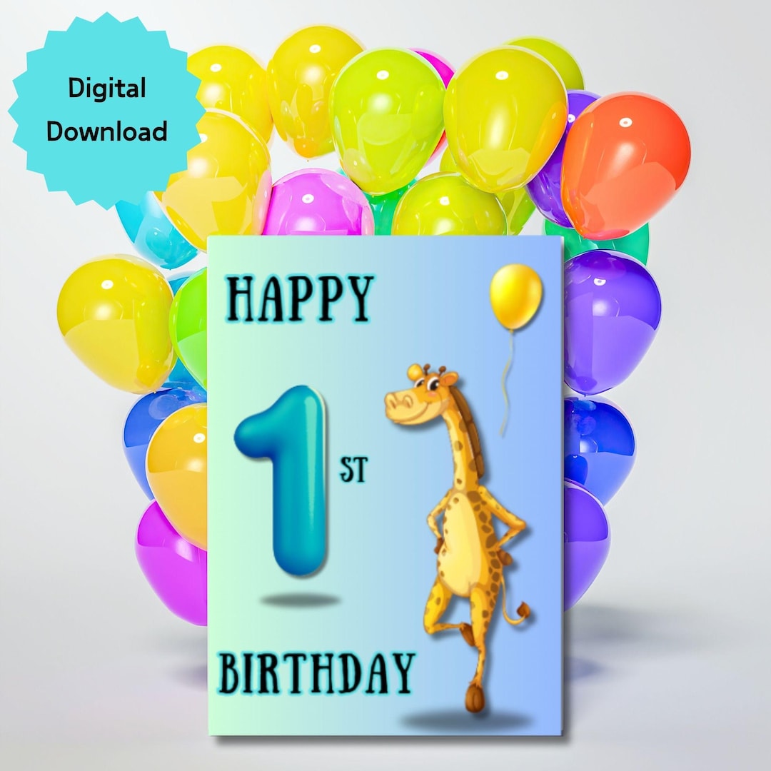 1st Birthday Card - Birthday Card Instant Download | Printable Birthday ...