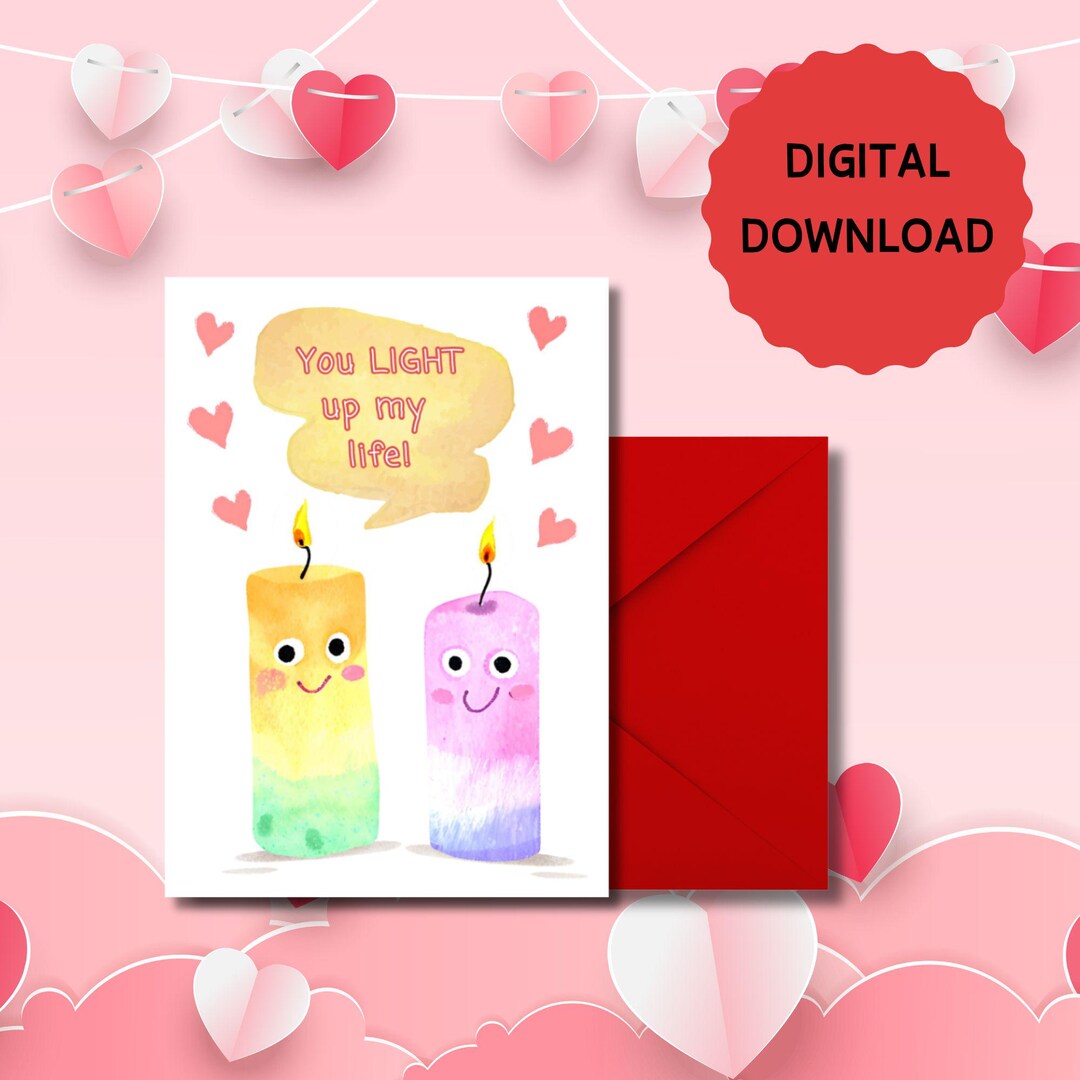 You Light up My Life Valentines Day Card - Valentines Instant Download ...