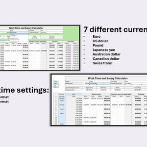 Payroll and Work Timesheet Calculator - Monthly Template - Track Hours ...
