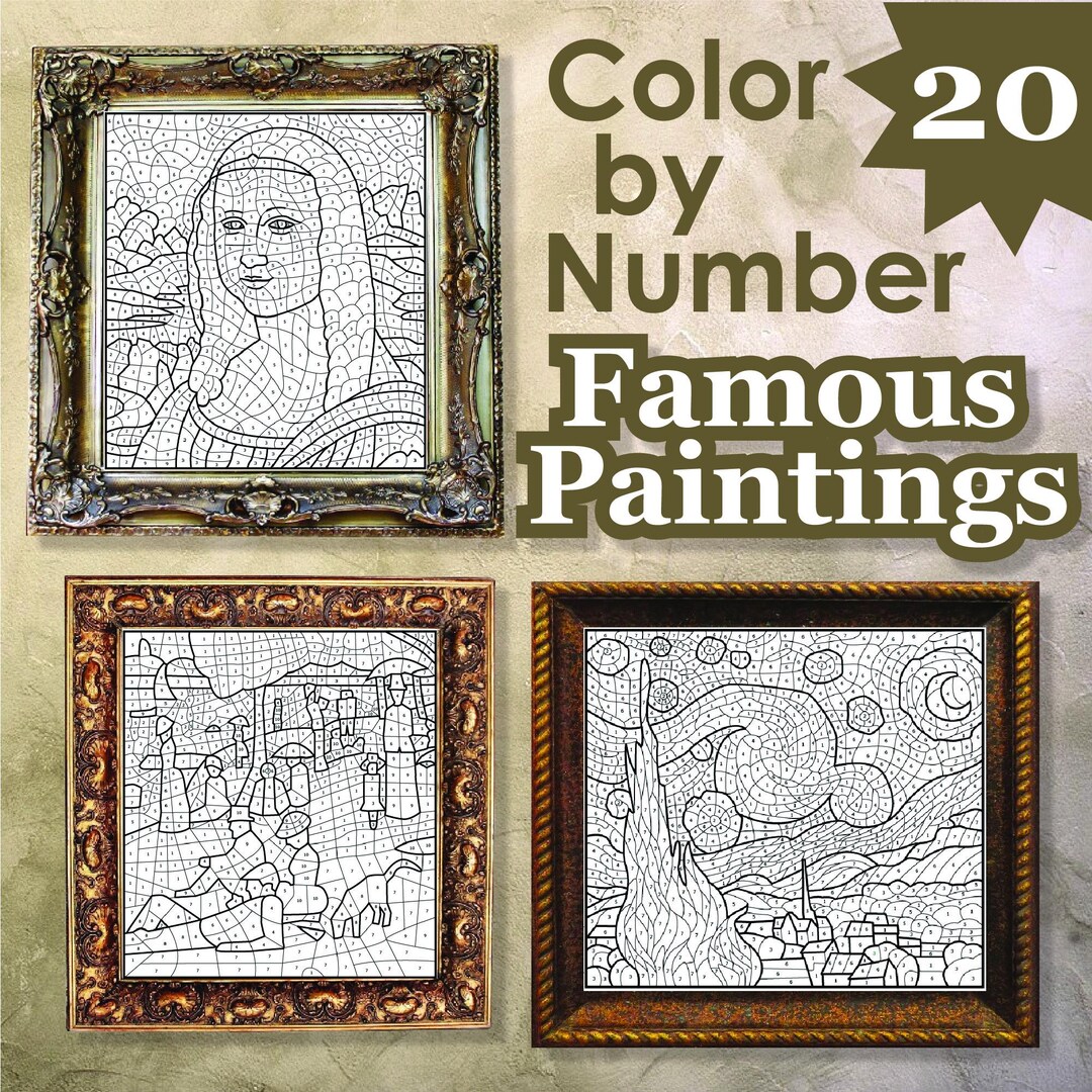 20 Famous Paintings, Color by Number, Digital Download - Etsy