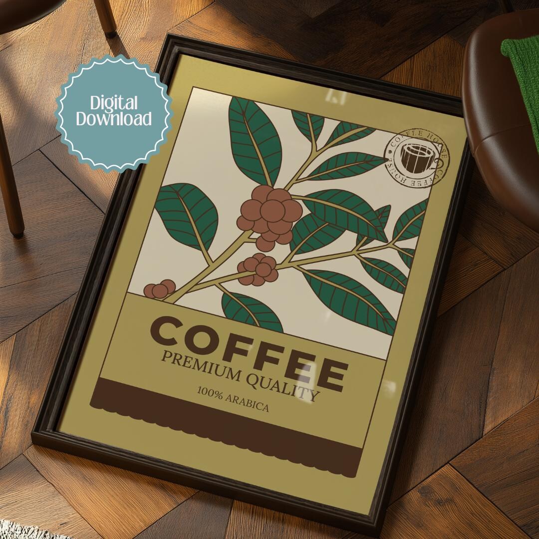Coffee Poster, Retro Coffee Print, Kitchen Decor, Coffee Wall Art ...