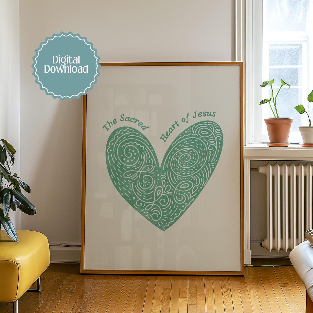 Sacred Heart of Jesus, Sacred Heart Print, Catholic Art, Christian ...