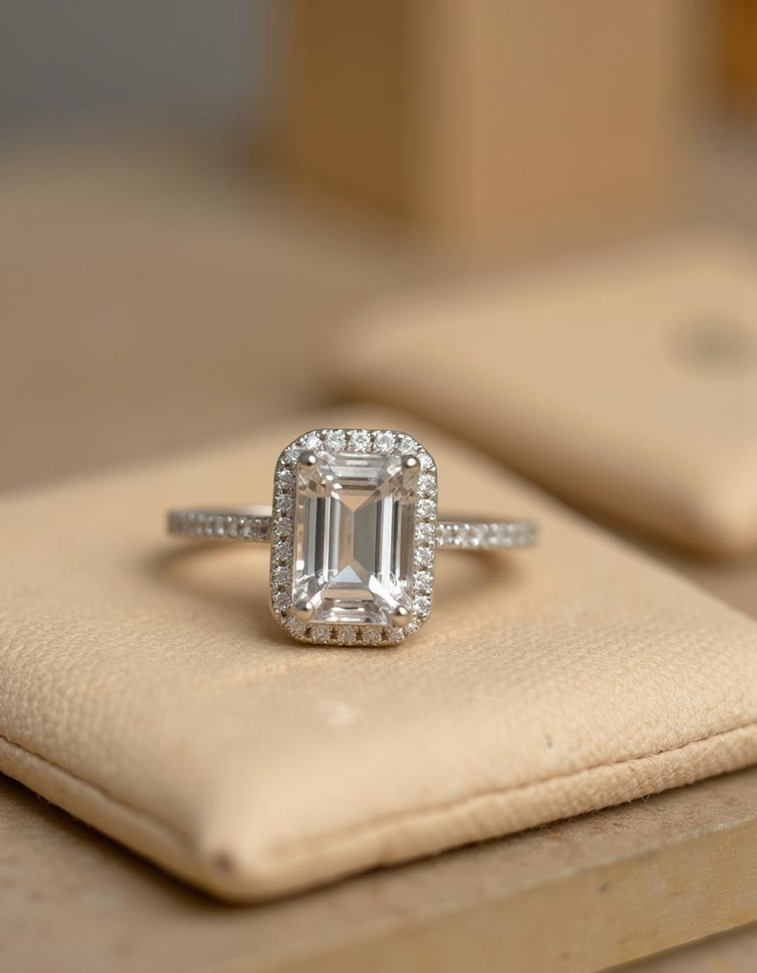 Minimalist 925 Sterling Silver Simple Emerald Cut Ring Premium 8A Cubic ...