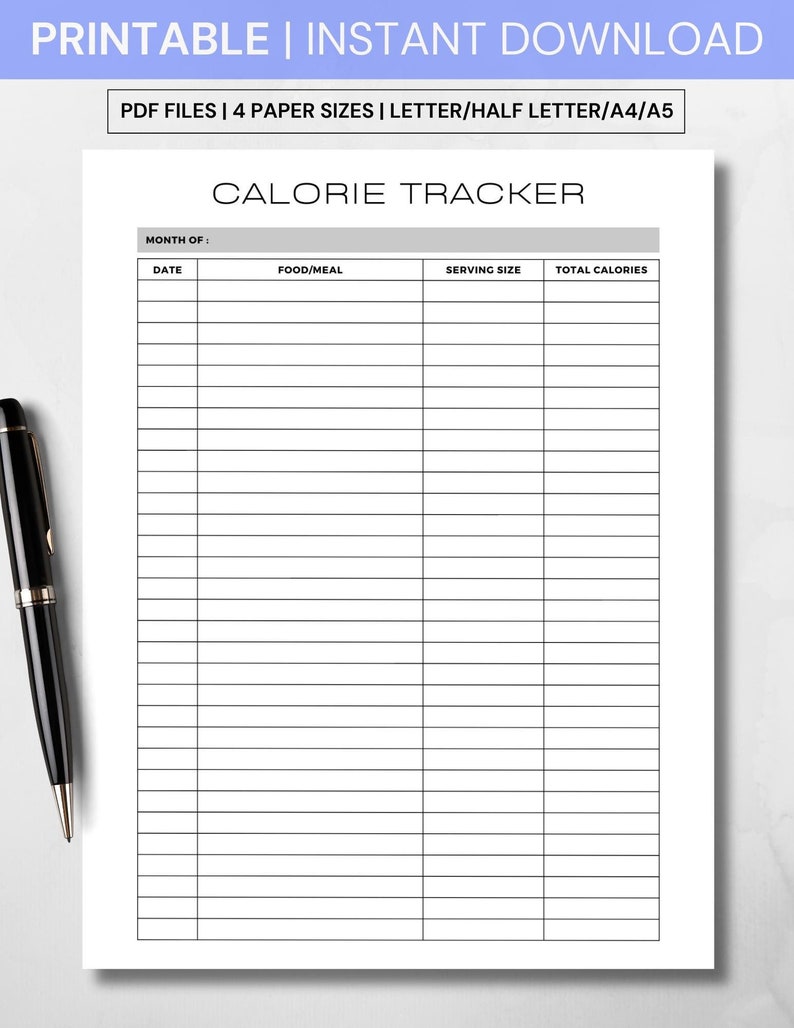 Daily Food Diary Printable, A4 A5 Printable Daily Food Journal ...