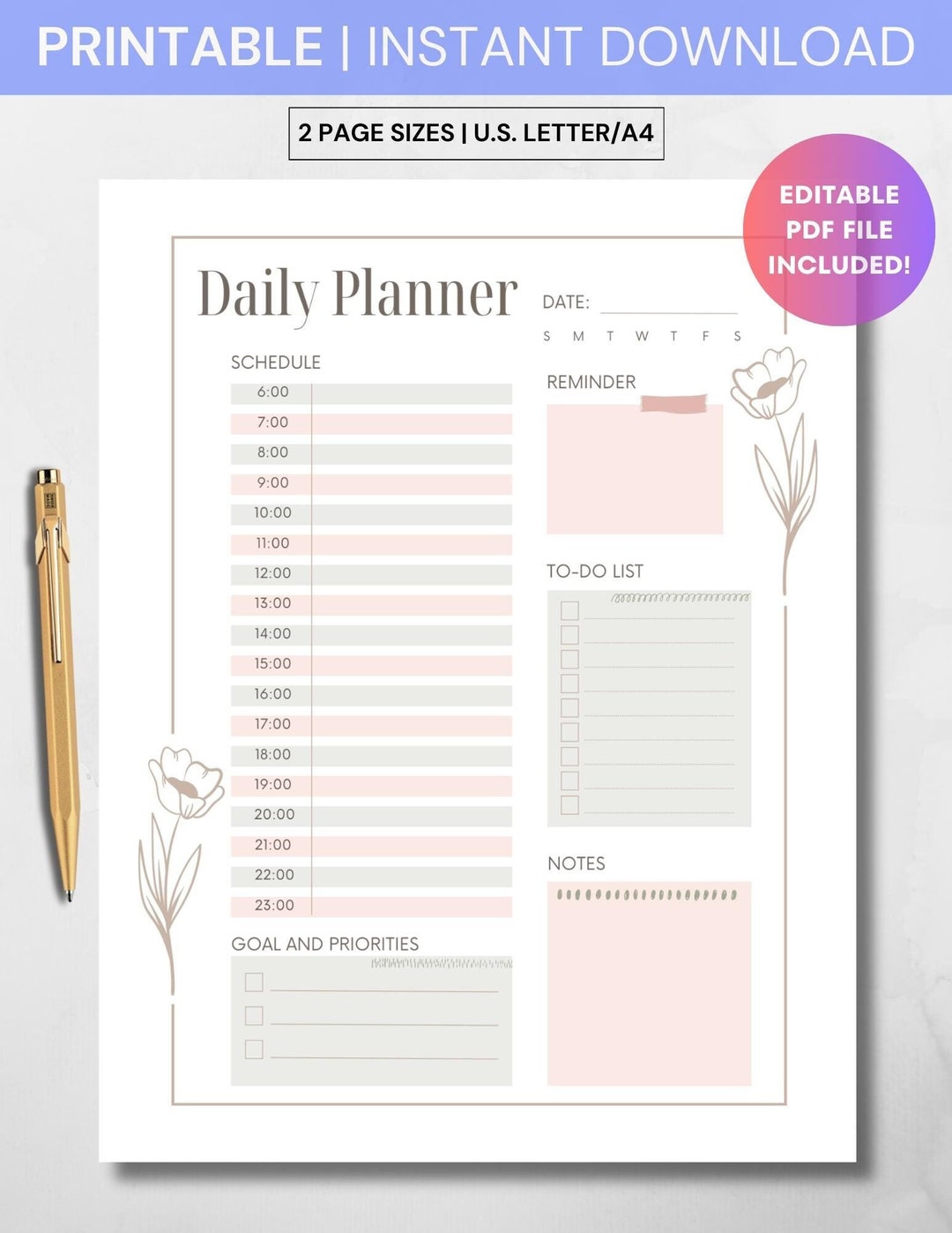 Personal Daily Planner, Daily Hourly Planner, Work From Home Planner ...