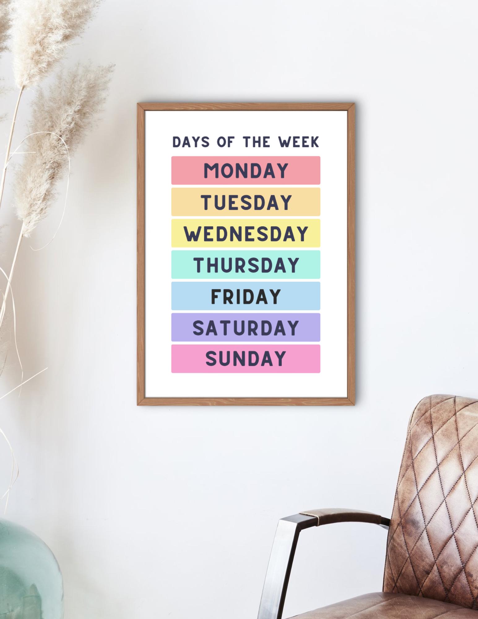 Days of the Week, Education Printable, Classroom Decor, Homeschool ...