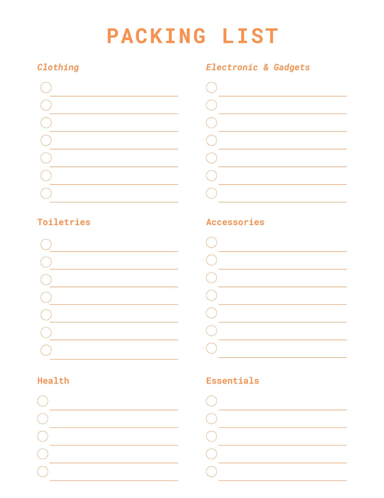 Printable Travel Packing List, Digital Download Organizer, Trip Planner ...