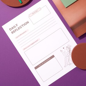 Daily Reflection Worksheet Printable PDF, Self Care Planner, Printable ...