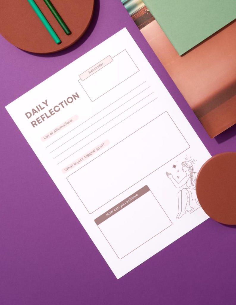 Daily Reflection Worksheet Printable PDF, Self Care Planner, Printable ...