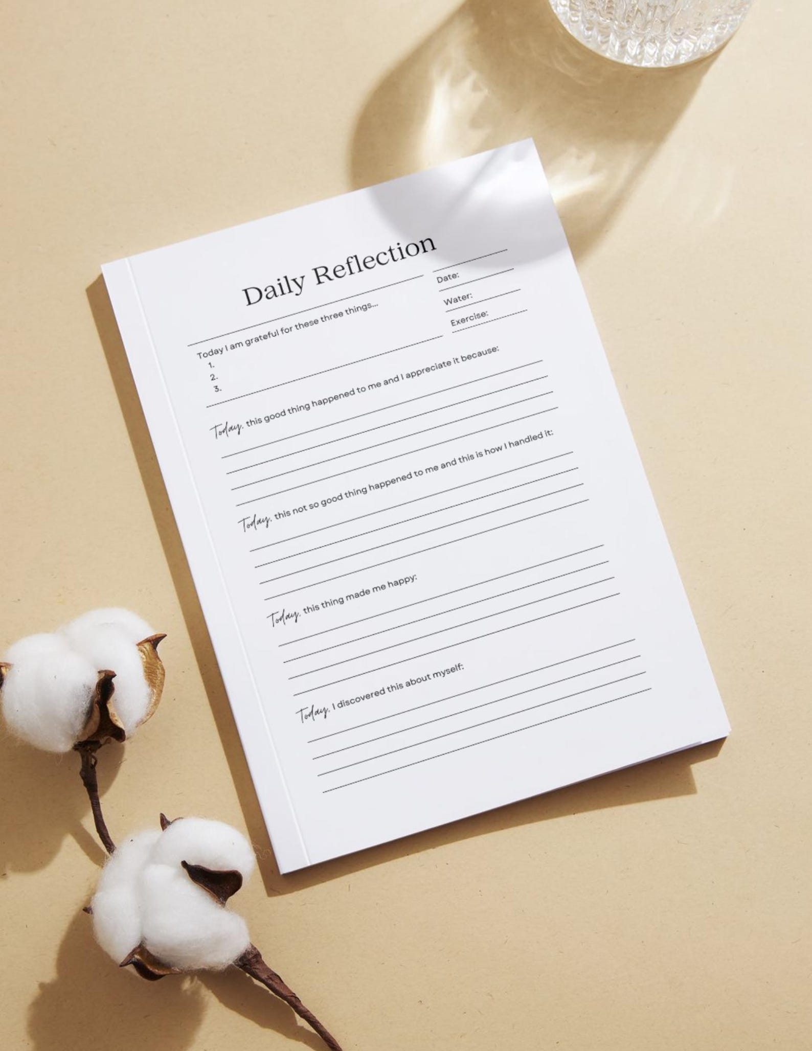 Daily Reflection Worksheet Printable PDF, Self Care Planner, Printable ...