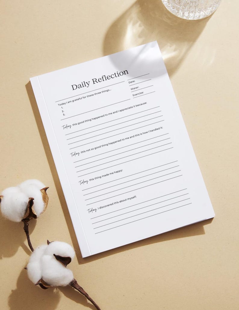 Daily Reflection Worksheet Printable PDF, Self Care Planner, Printable ...