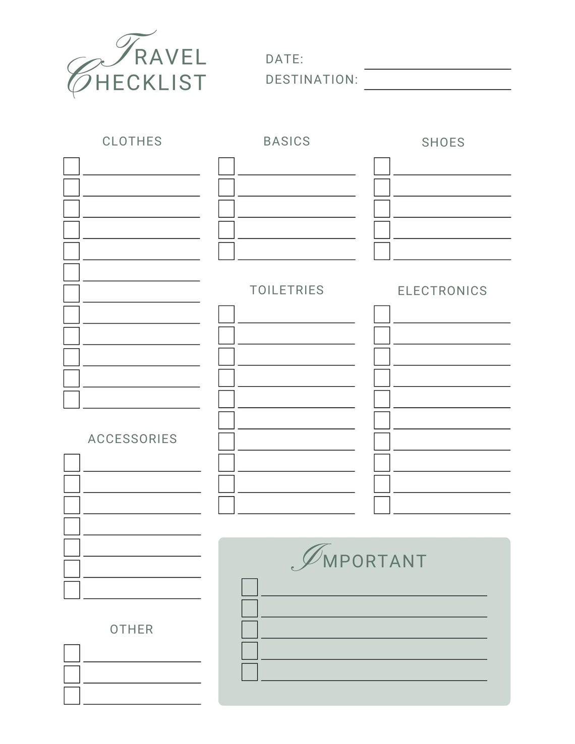 Printable Travel Packing List, Digital Download Organizer, Trip Planner ...