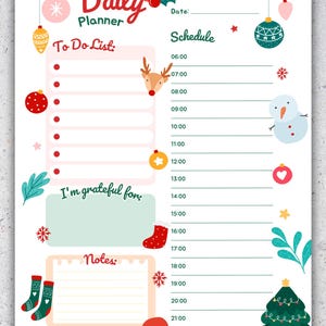 Printable Christmas Daily Planner, Digital Download Organizer, Holiday ...