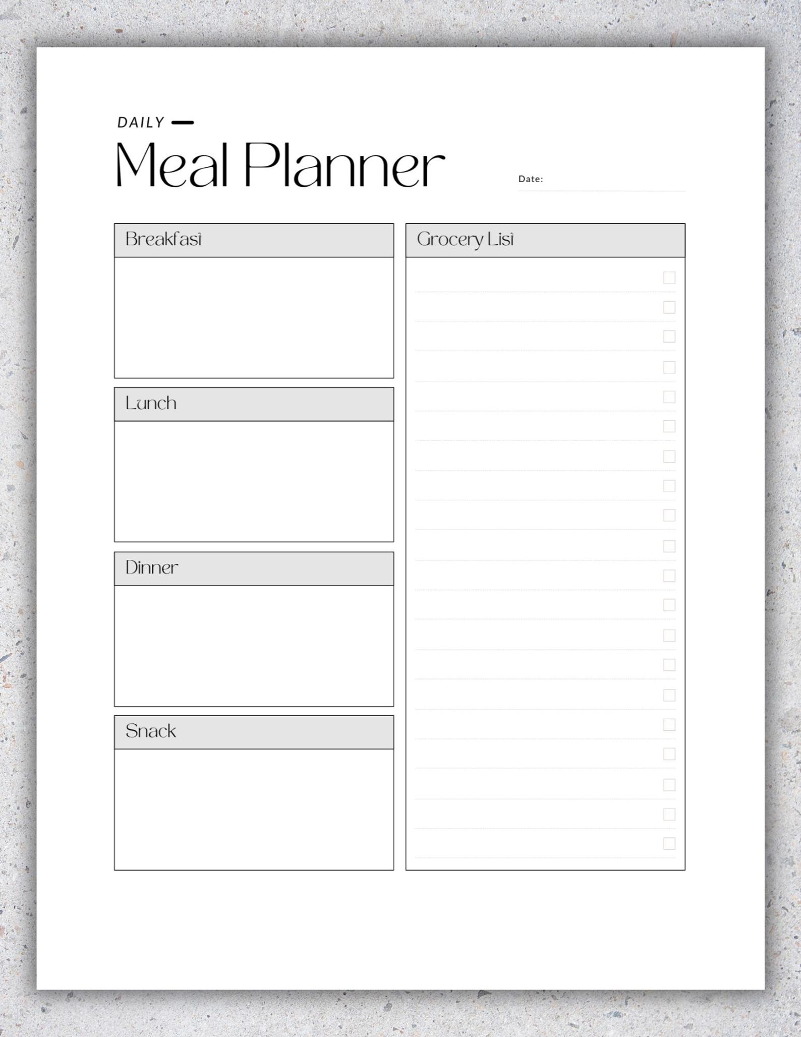 Printable Meal Planner Bundle, Digital Download Grocery List, Meal Prep ...