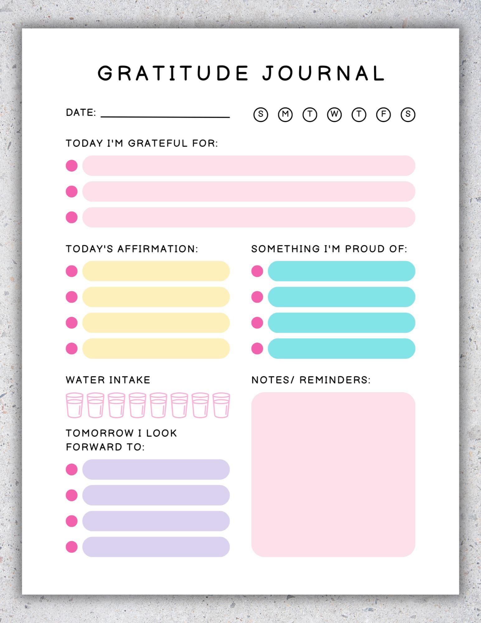 Gratitude Journal Printable Template, Daily Reflection Workbook ...