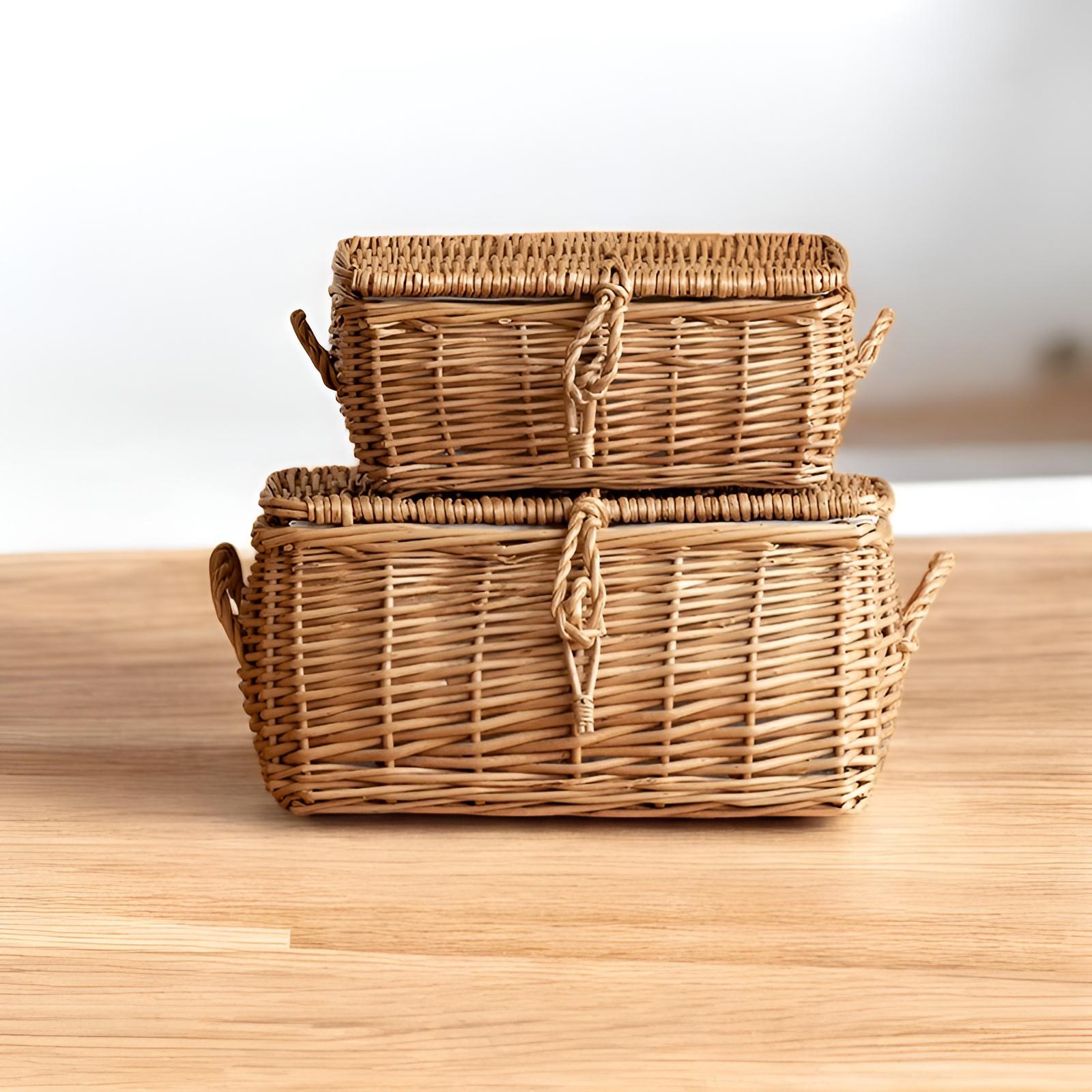 Woven Rattan Basket Rattan Storage Basket Basket With Lid Toy Storage ...