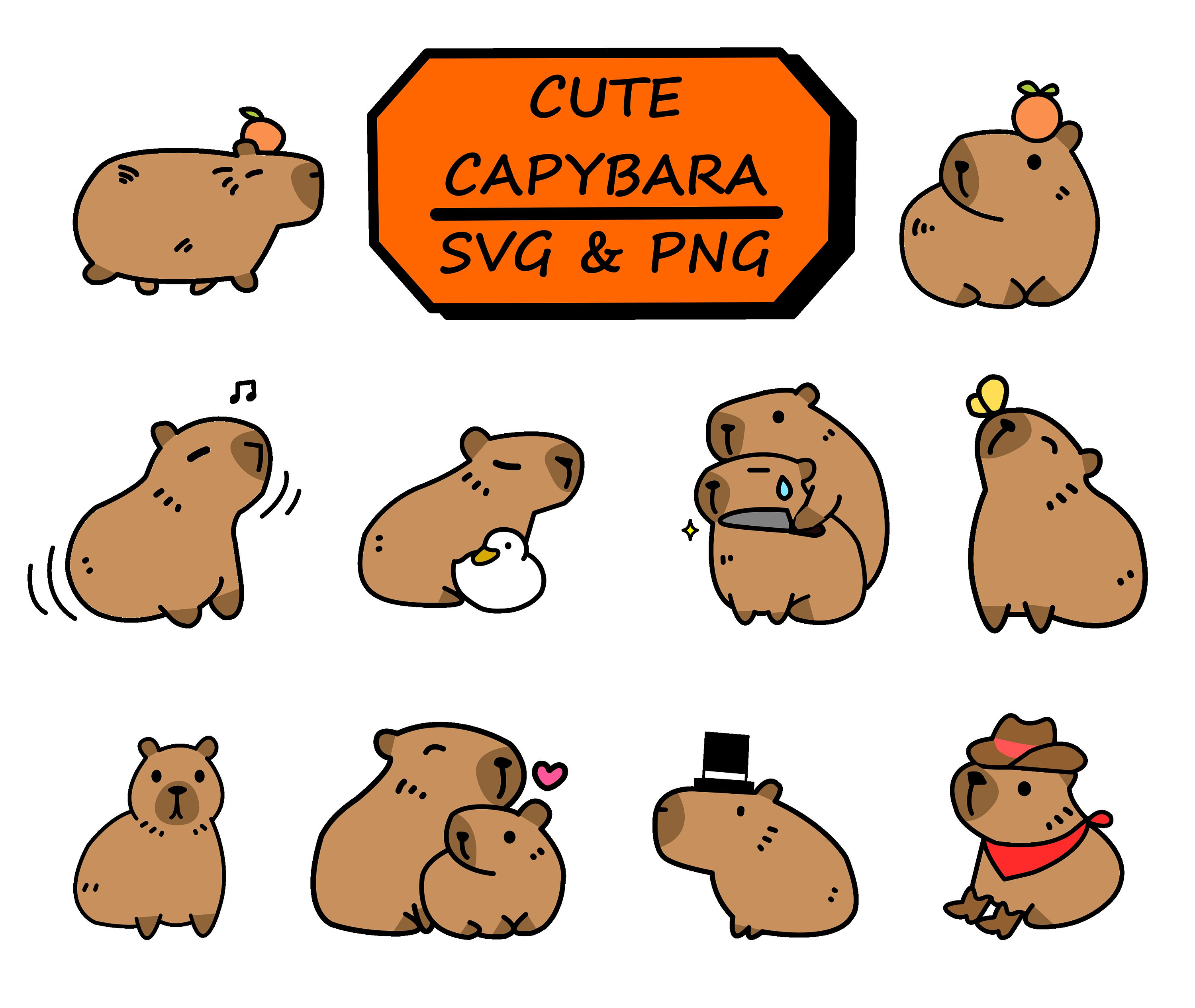 Chibi Capybara | Cute Capybara PNG | Cartoon SVG | Premium Digital ...
