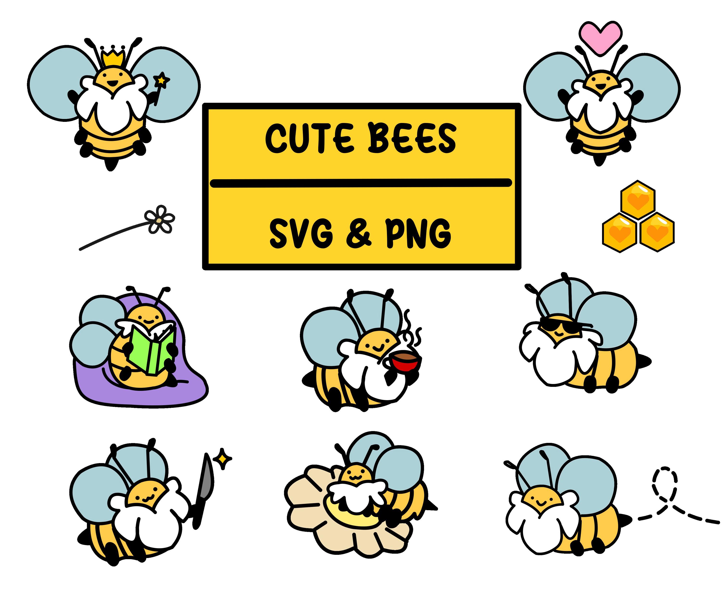 Cute Bee Clipart Cartoon Bee Svg Chibi Bee Png - Etsy