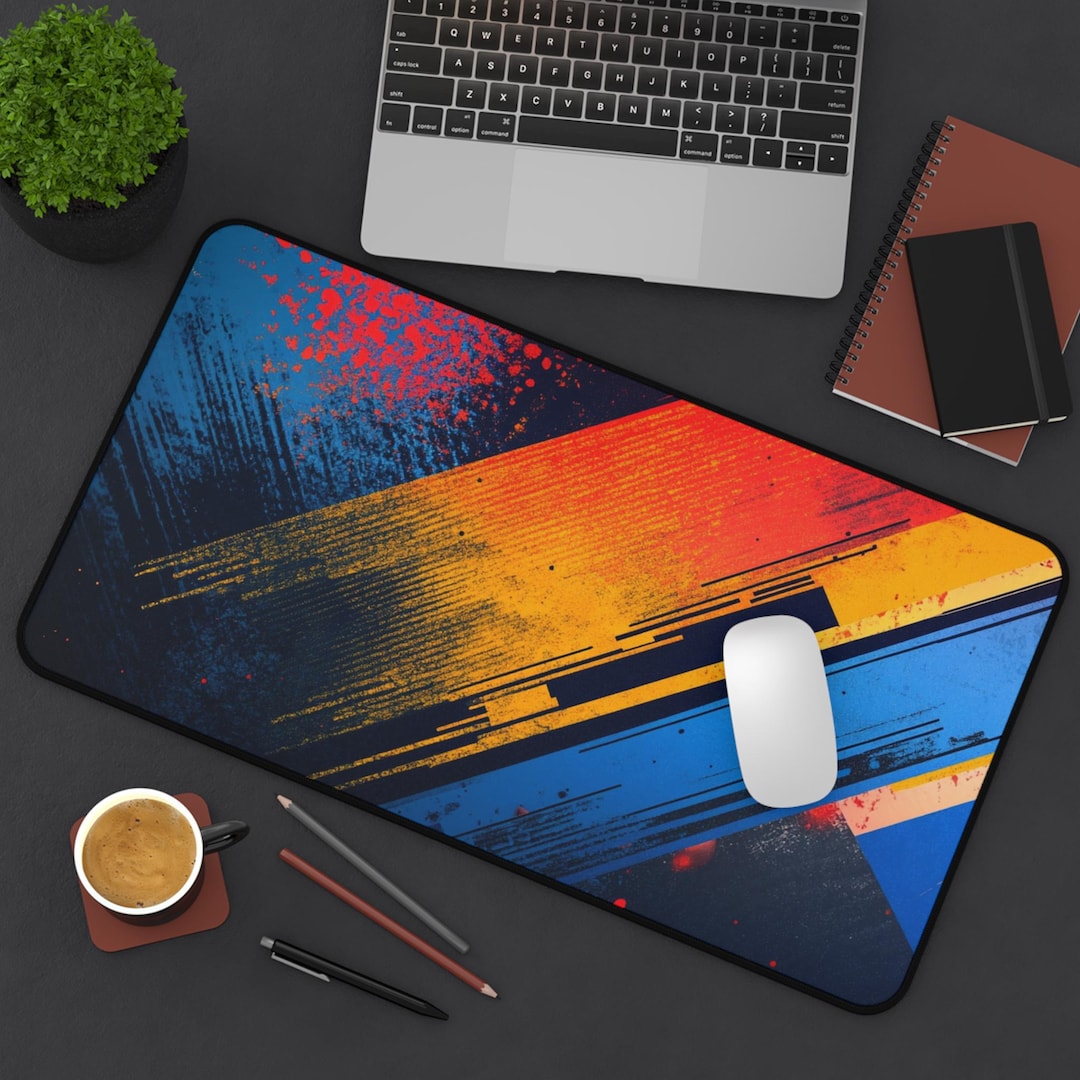 Retro Futurism Gaming Desk Mat Anti-slip, Water-resistant Office Mat ...