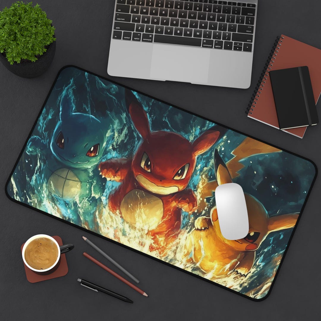Pokemon Desk Mat, Gaming Desk Pad, Mouse Pad, Office Desk Blotter, Non ...