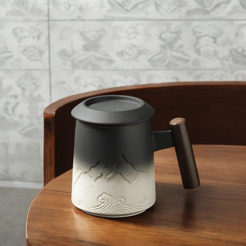 Ceramic Tea Infuser Mug Set: Modern Office Tea Lover Gift - Etsy