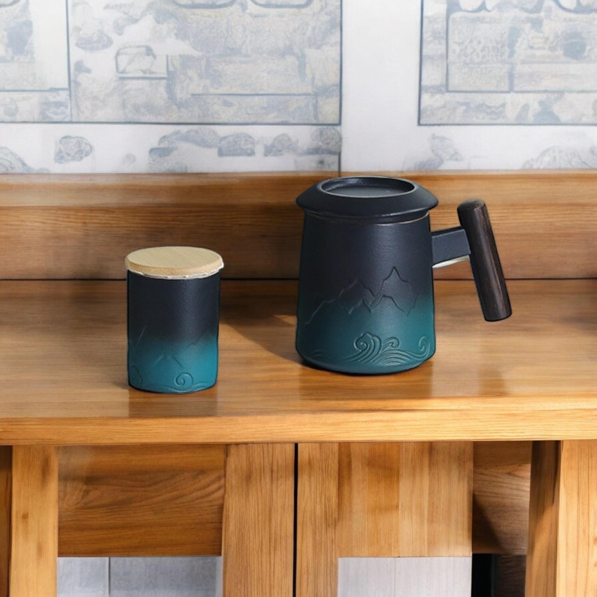 Ceramic Tea Infuser Mug Set: Modern Office Tea Lover Gift - Etsy