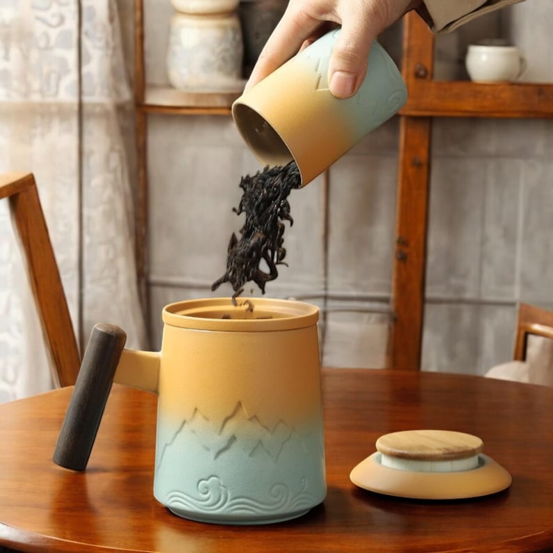 Ceramic Tea Infuser Mug Set: Modern Office Tea Lover Gift - Etsy