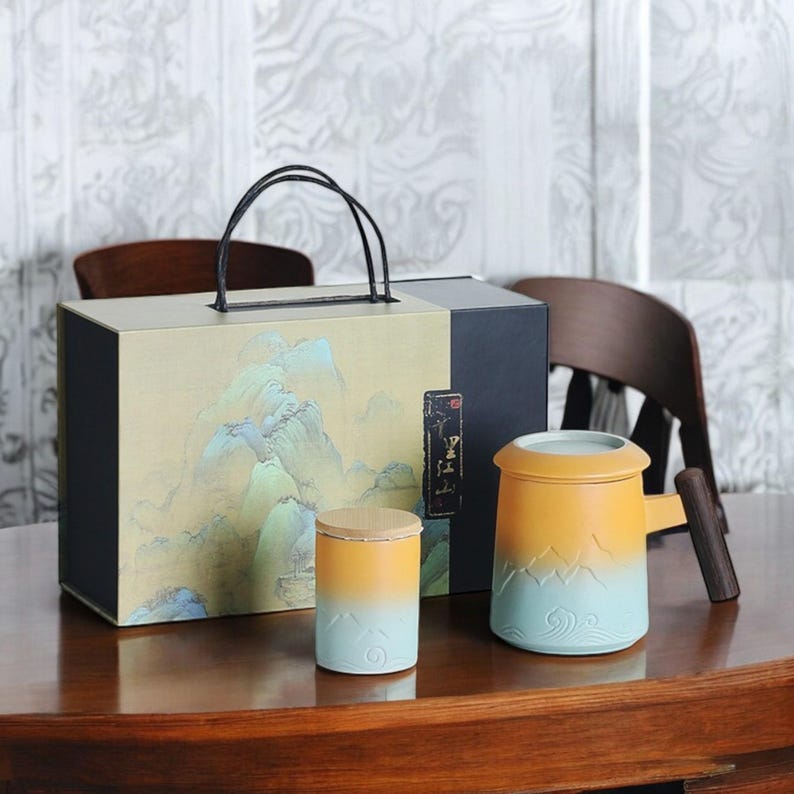 Ceramic Tea Infuser Mug Set: Modern Office Tea Lover Gift - Etsy
