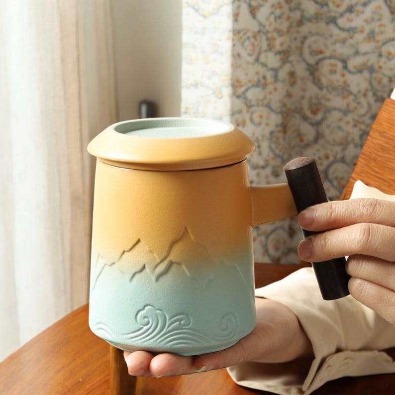Ceramic Tea Infuser Mug Set: Modern Office Tea Lover Gift - Etsy