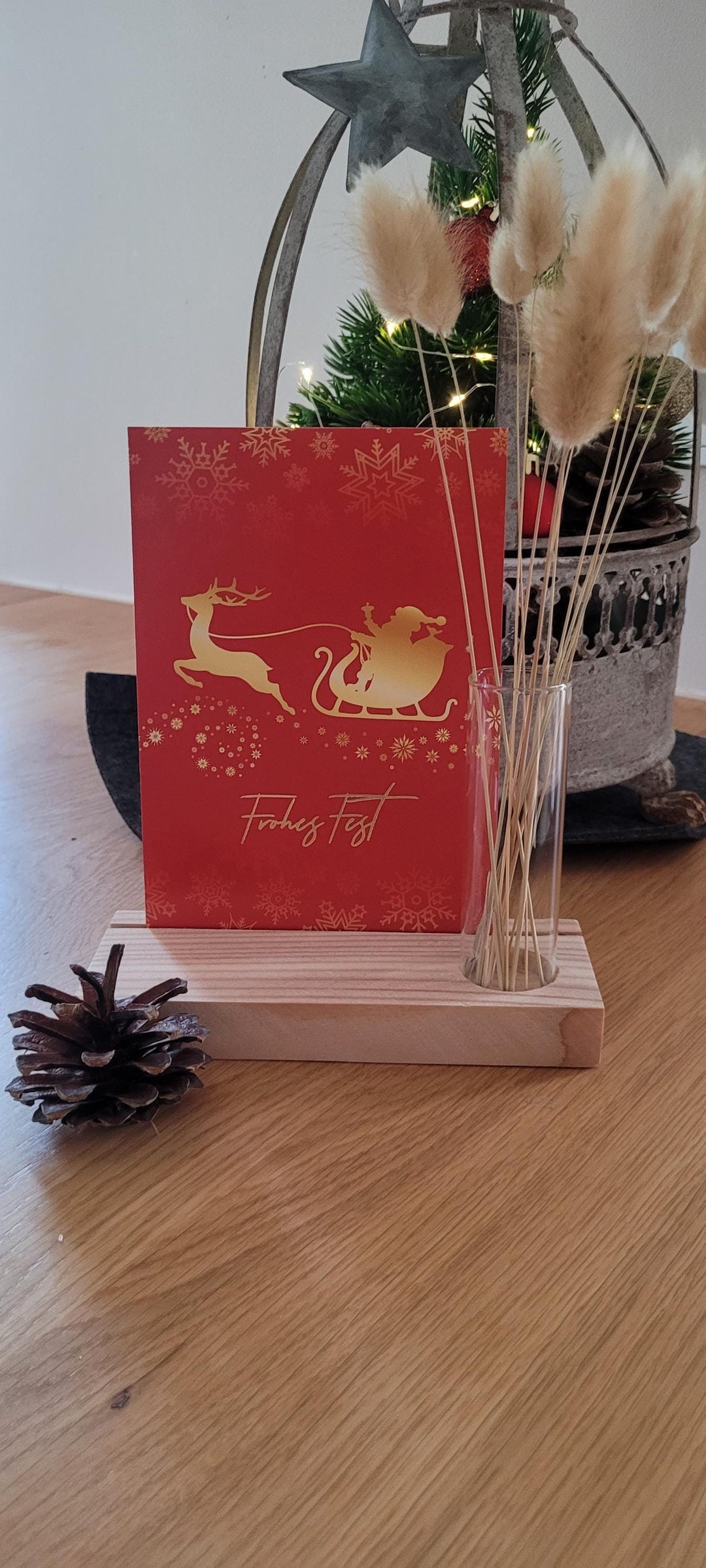 Wooden Card Stand With Test Tube, Card Holder, Menu Card Holder, Table ...