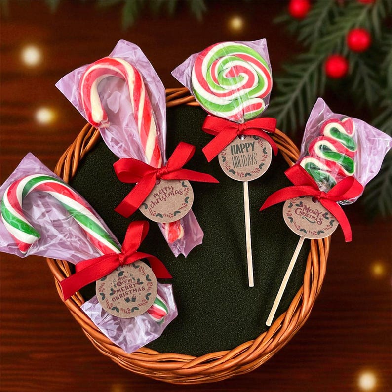 Christmas Candy Cane Favors, Happy Holidays Edible Gift, Xmas Bulk - Etsy