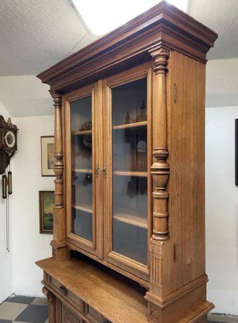 Antique Oak Display Cabinet - Etsy
