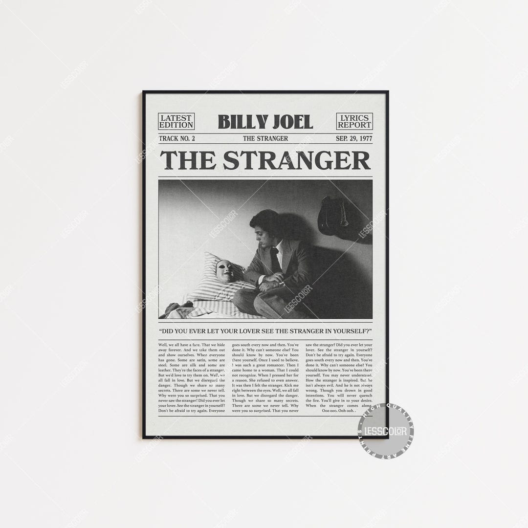 Billy Joel Retro Newspaper Print, the Stranger Poster, the Stranger ...