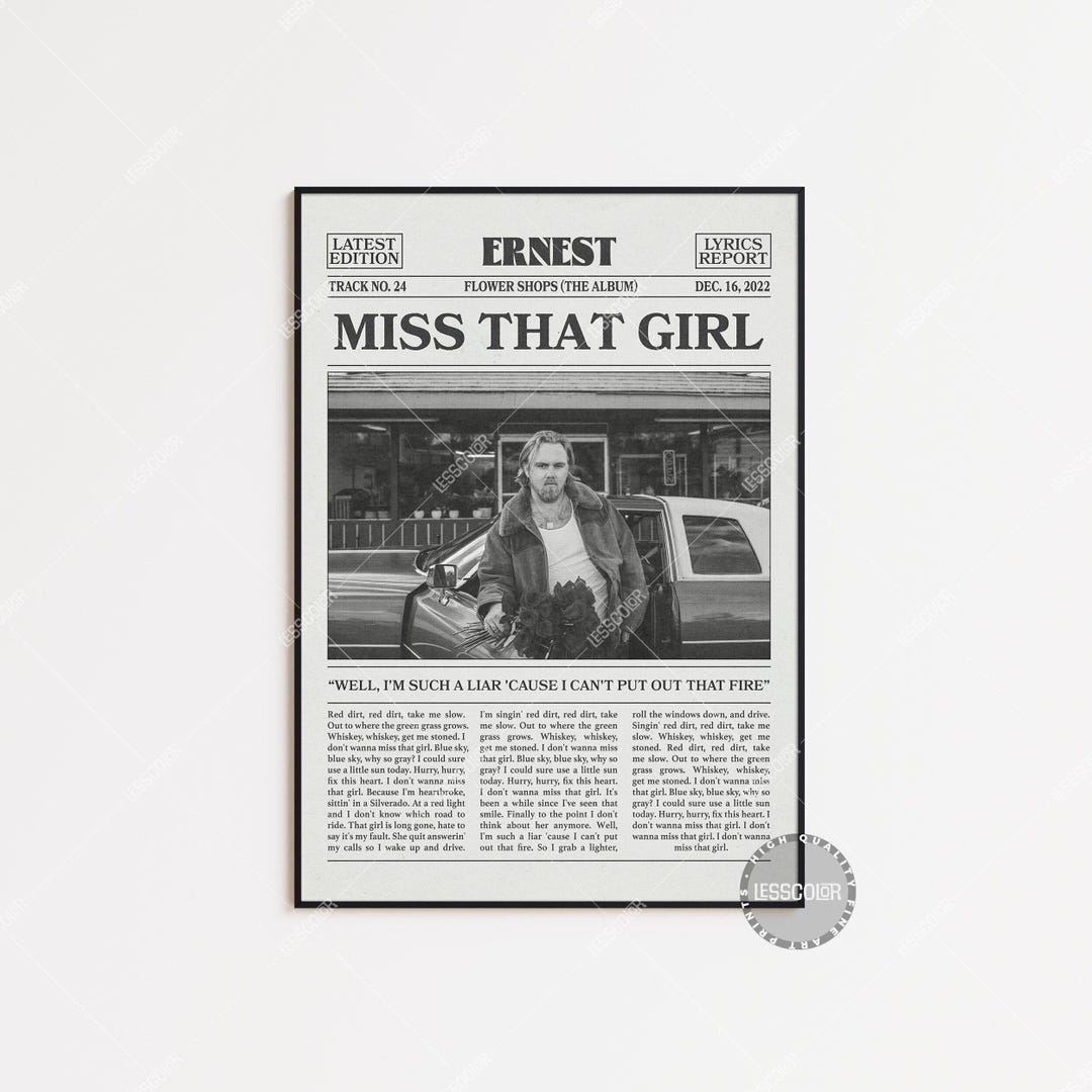 Ernest Retro Newspaper Print, Miss That Girl Poster, Miss That Girl ...