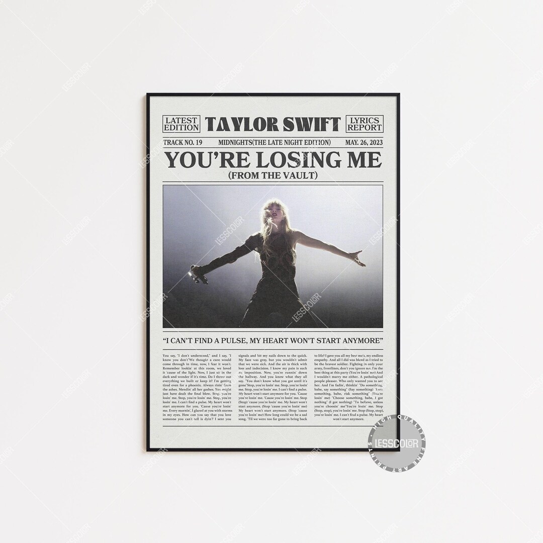 Taylor Swift Retro Newspaper Print, Youre Losing Me from the Vault ...