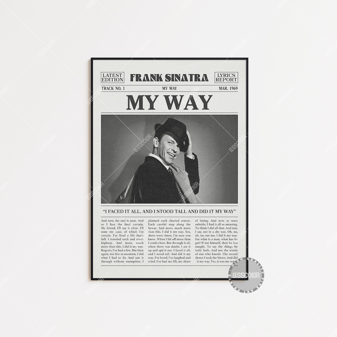 Frank Sinatra Retro Newspaper Print, My Way Poster, My Way Print, Frank ...