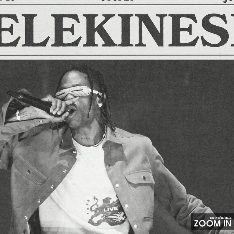 Travis Scott Retro Newspaper Print, TELEKINESIS Poster, TELEKINESIS ...