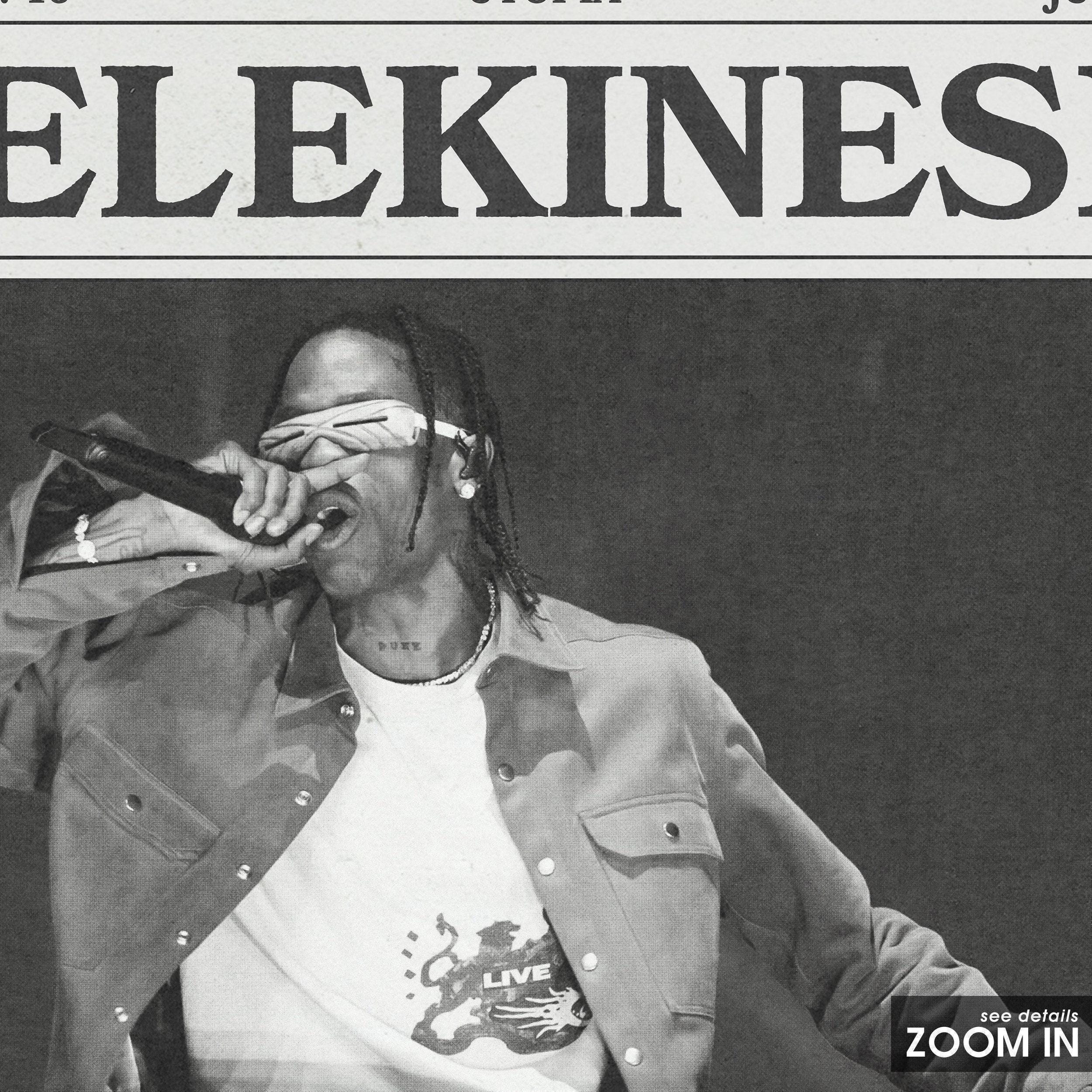 Travis Scott Retro Newspaper Print, TELEKINESIS Poster, TELEKINESIS ...
